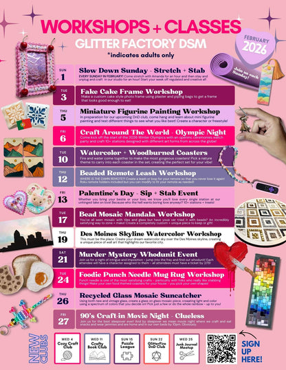 Slow Down Sunday - Stretch + Stab - Feb 8 – Glitter Factory DSM